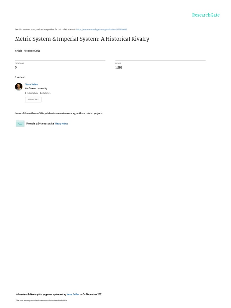Metric System Imperial System | PDF | Metrology | Science