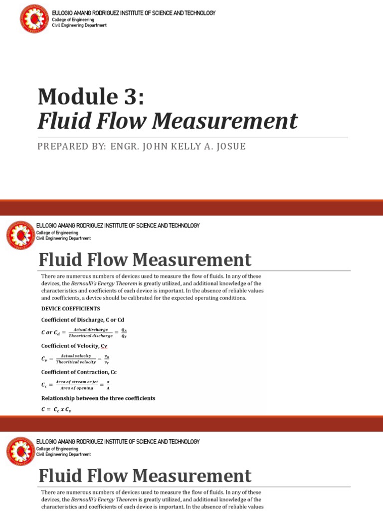 Module 3 - Fluid Flow Measurement | PDF | Engineering | Soft Matter