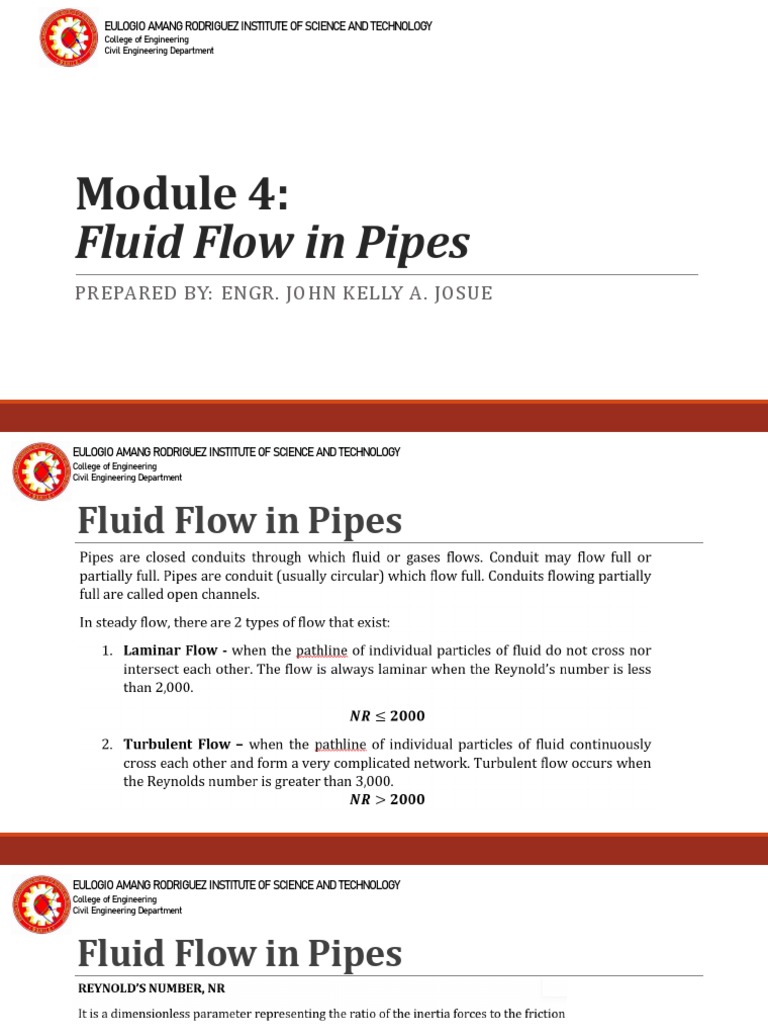 Fluid Flow in Pipes: Key Concepts | PDF