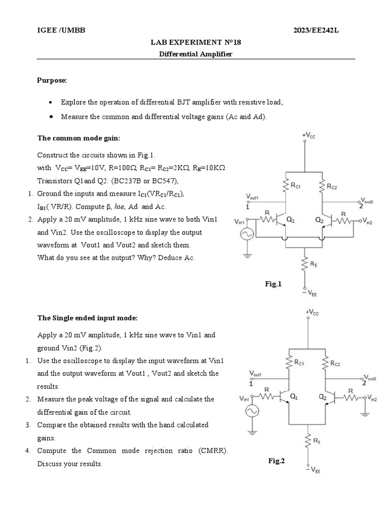 LAB18-Differential Amplifier | PDF
