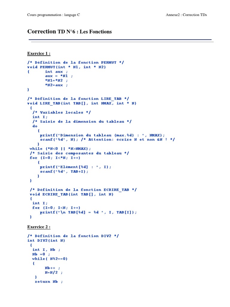 Annexe 2 Correction Des Travaux Diriges - 3 | Descargar gratis PDF | C (Langage de programmation ...