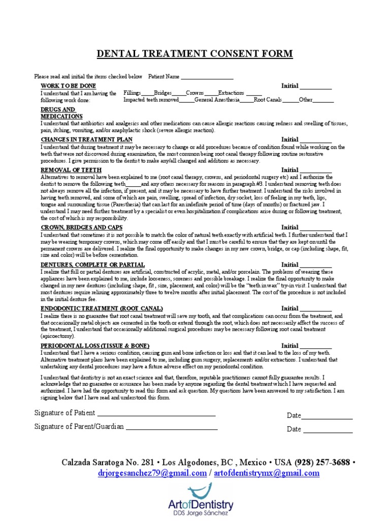 Dental Treatment Consent Form | PDF