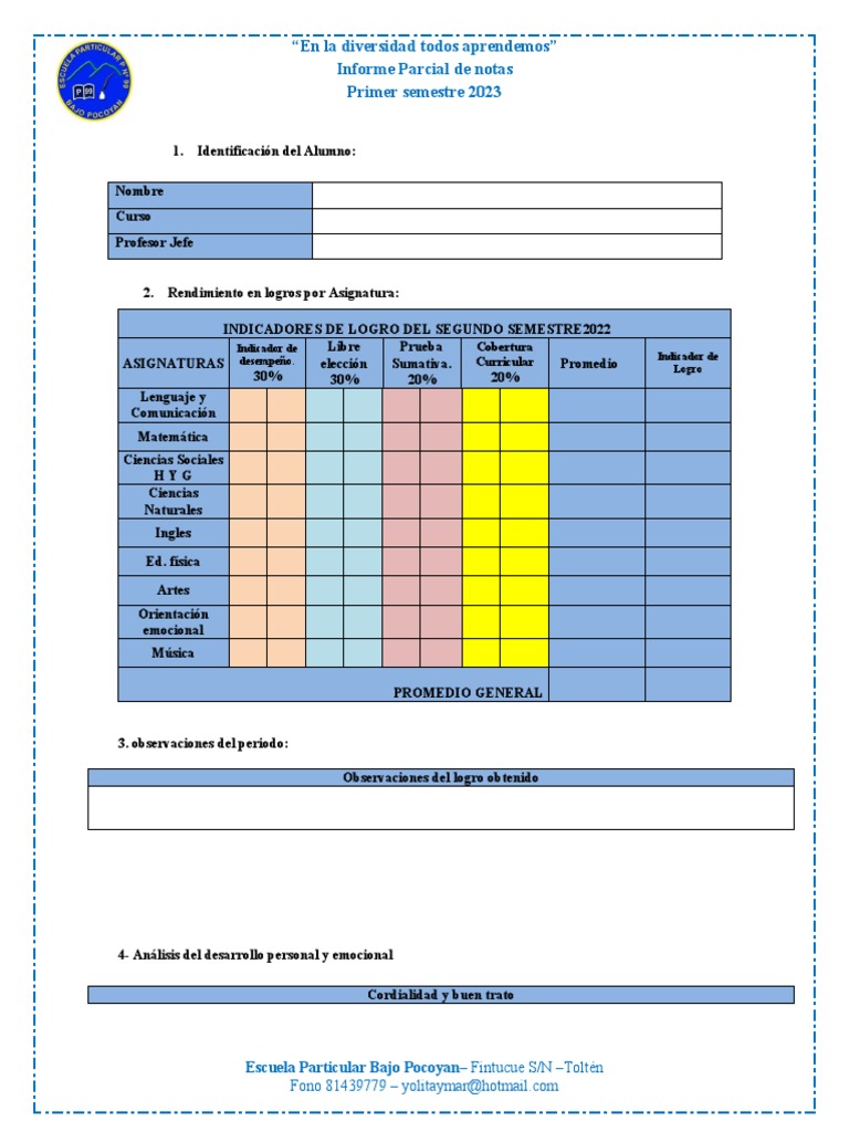 informe de notas | PDF