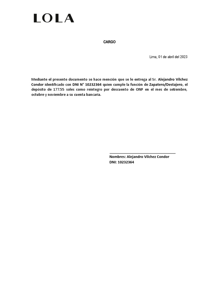 Cargo de Entrega de Equipo Celular | PDF