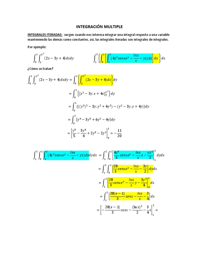integracion multiple (INTEGRALES DOBLES) | PDF