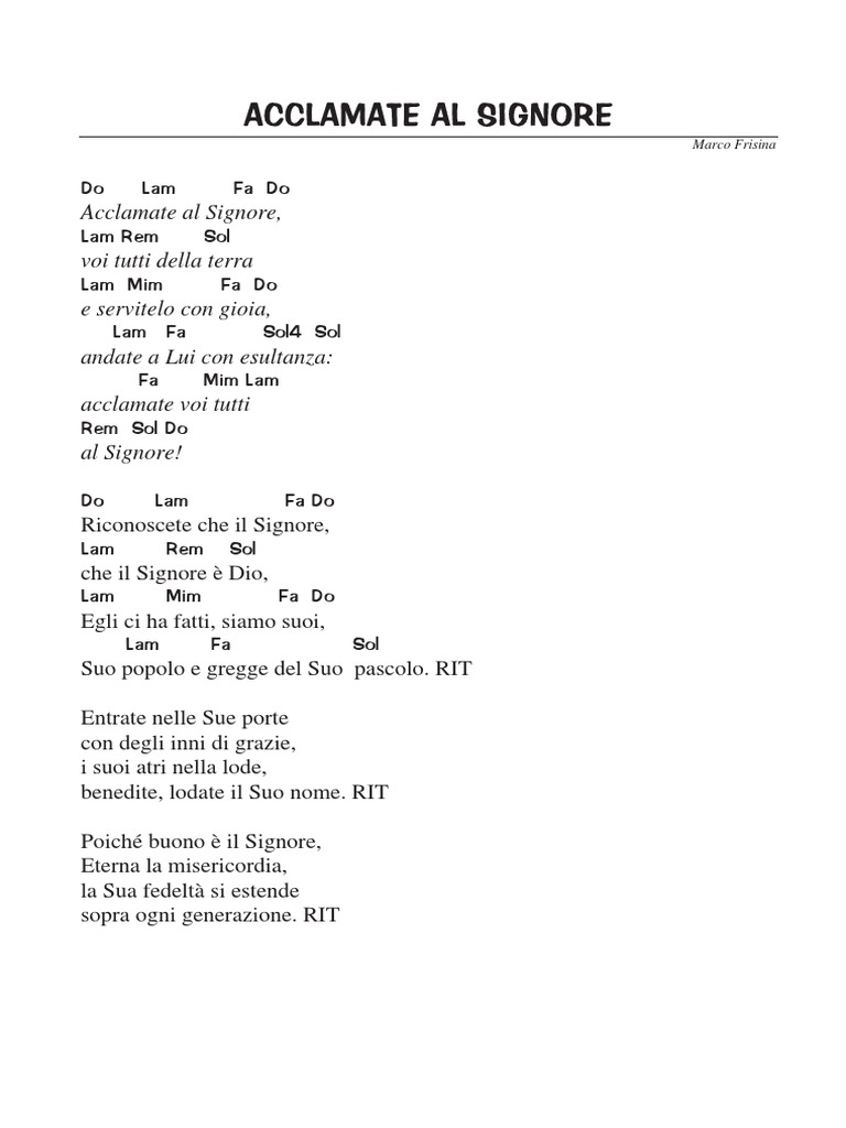Acclamate Al Signore - Frisina | PDF