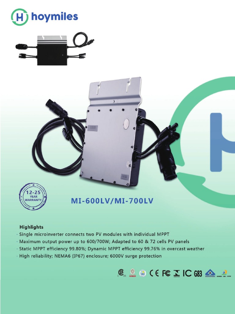 Ficha Tecnica Hoymiles Mi-700 127V | PDF