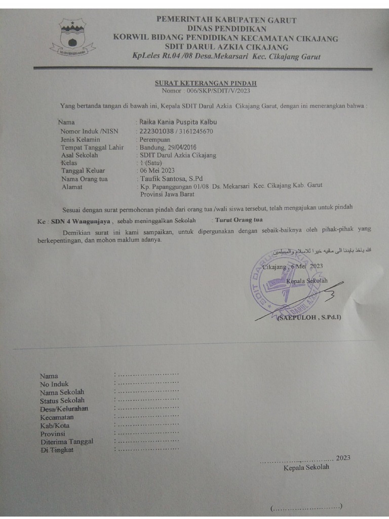 Contoh Surat KSN 2023 | PDF