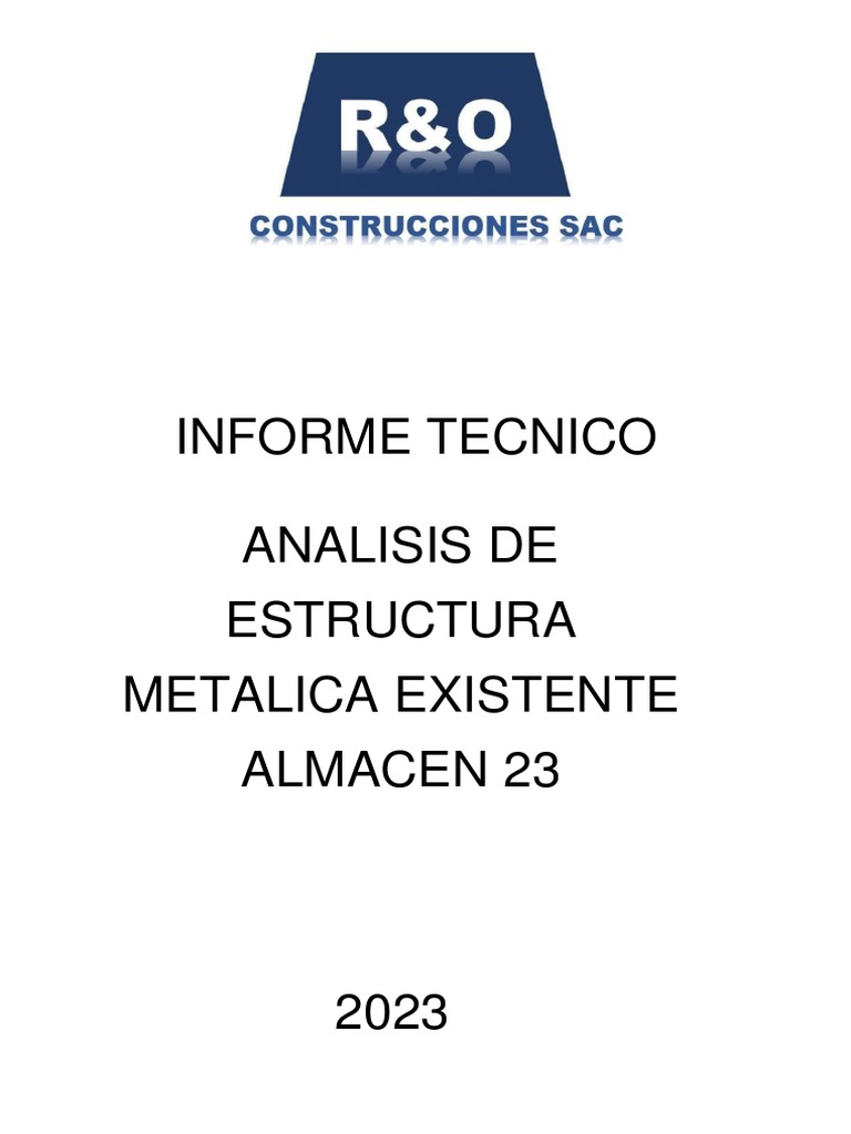 Informe Analisis de Estrcutura Metalica Existente Almacen 23 | PDF