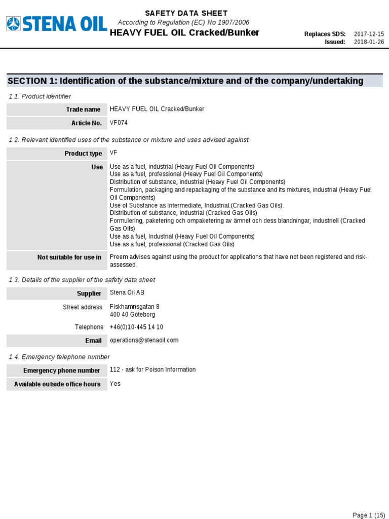 MSDS Fuel Oil | PDF