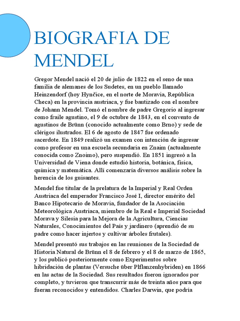 Biografia de Mendel | PDF