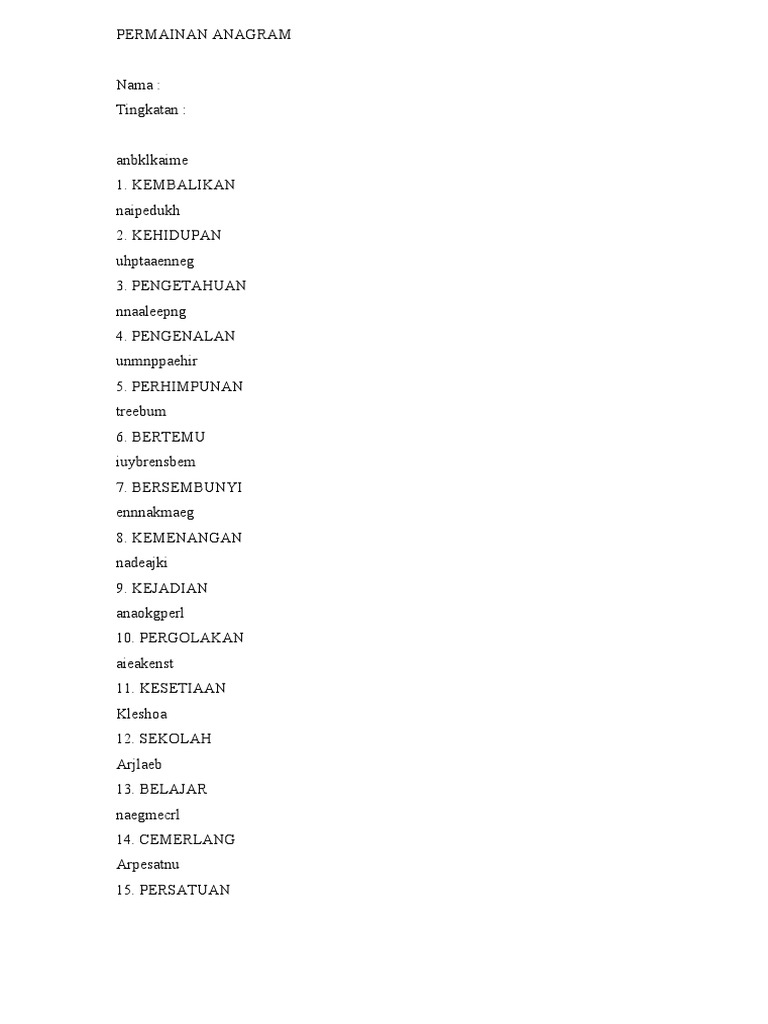 Permainan Anagram | PDF