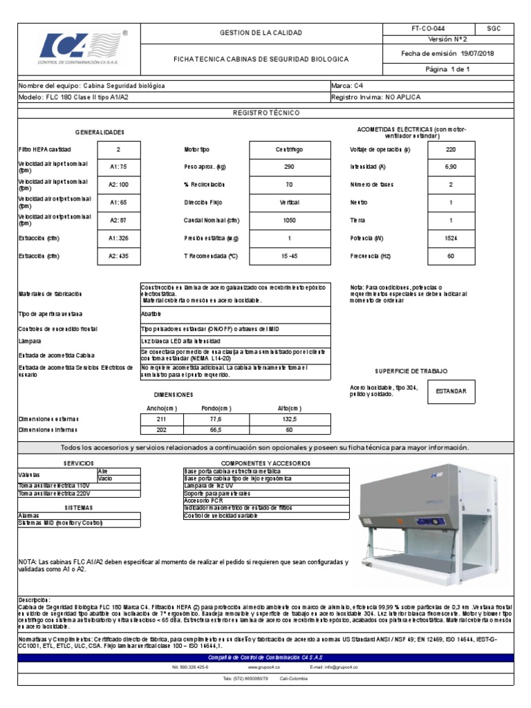Ficha Técnica FLC 180 A1-A2 Ft-Co-044 | PDF