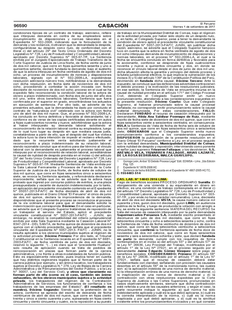 Cas. Lab. 14043-2016-Lima | PDF