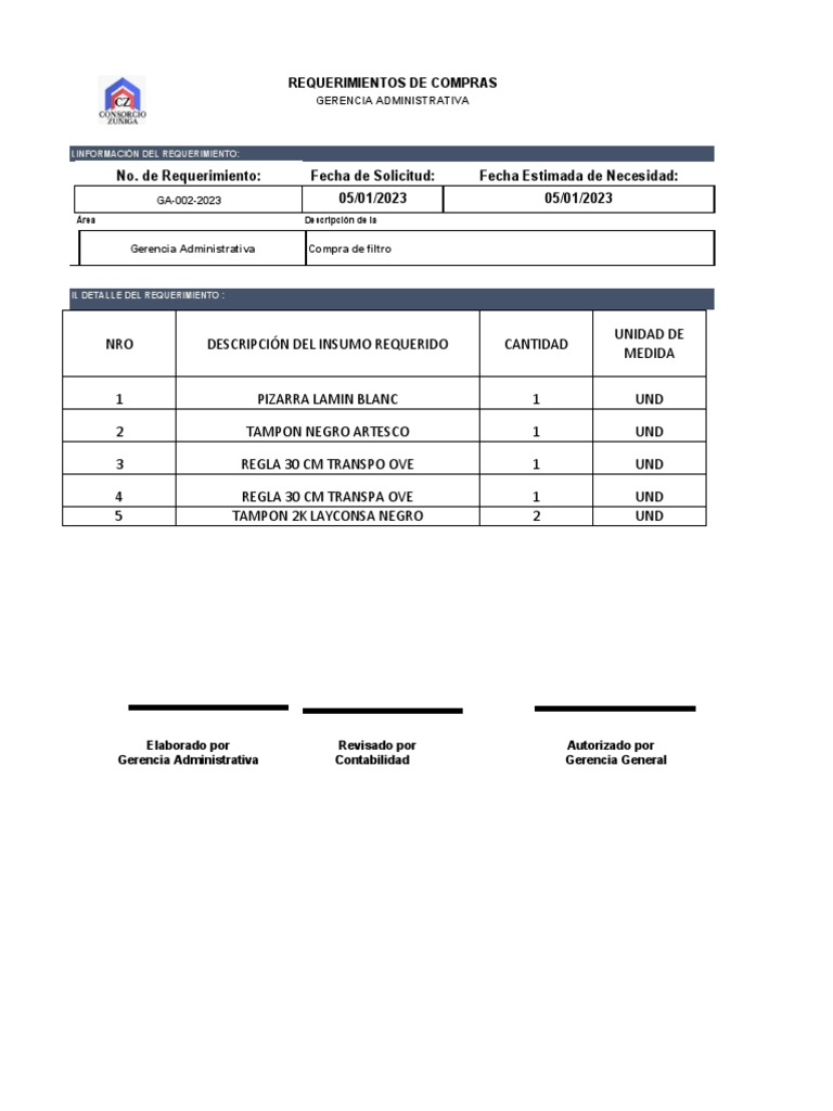 FORMATO RQ Administrativo 03 | PDF