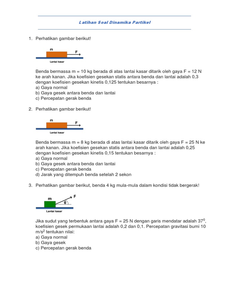 Latihan Soal Dinamika Partikel (Wajib) | PDF