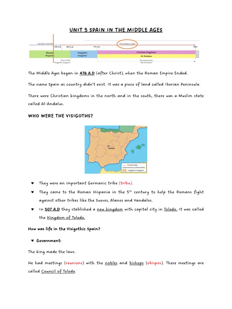 Unit 5 Spain in The Middle Ages | PDF