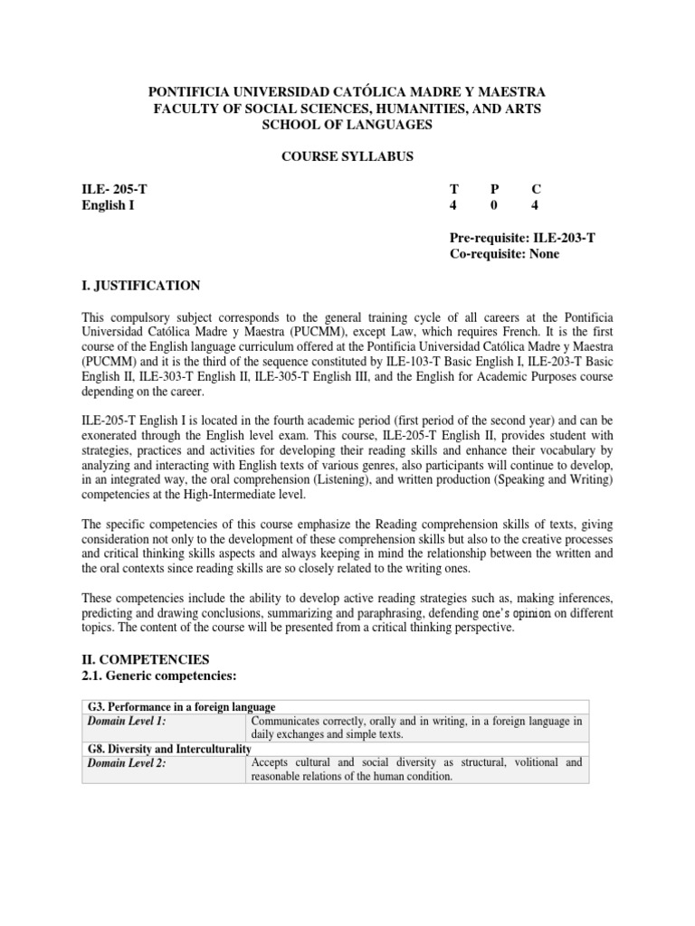 205 Competency Syllabus ILE-205 | PDF