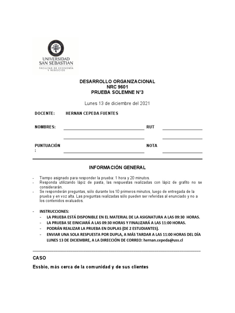 3a. Prueba Solemne Do NRC 9601, Lu 13 Dic 2021 | PDF | Marketing ...