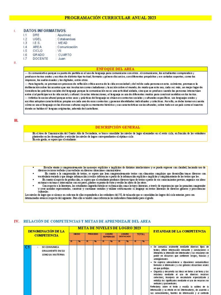 Programacion 2023 P. Victor 4to | PDF