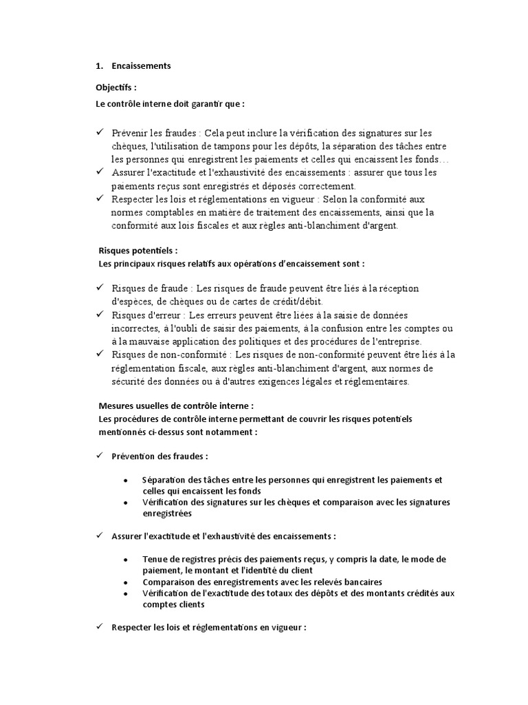 Évaluation Du Controle Interne | PDF