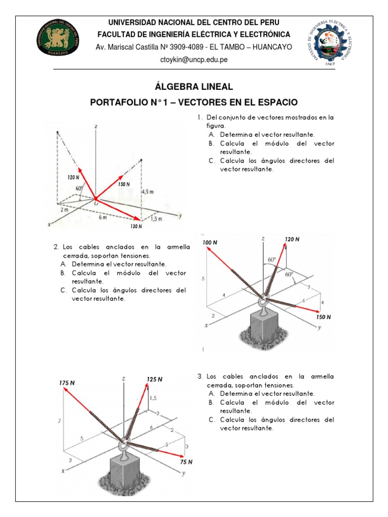 Portafolio #1 - Vectores en El Espacio Algebra Lineal | PDF