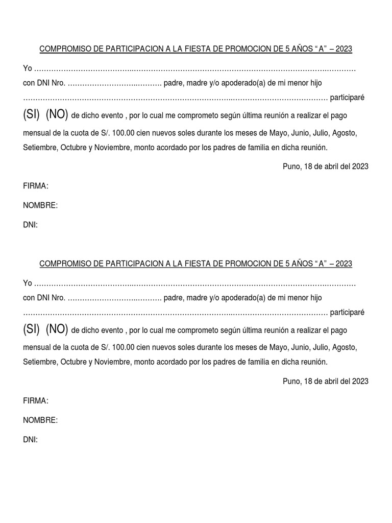 Compromiso De Participacion Pdf