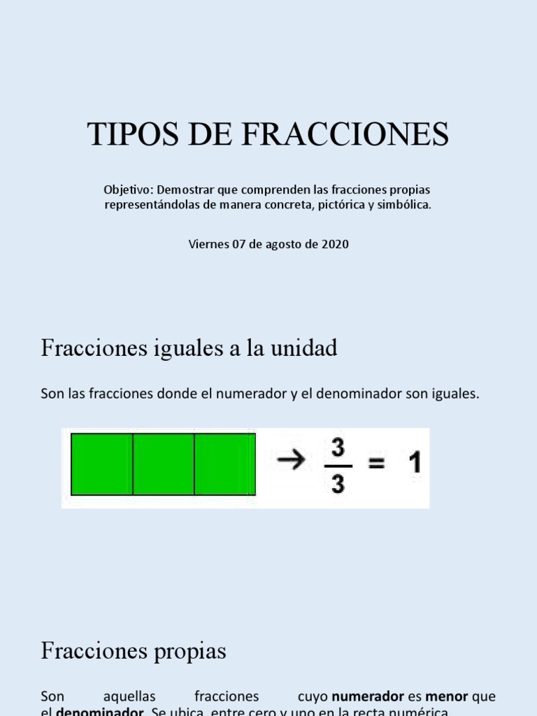 Tipos de Fracciones | PDF | División (Matemáticas) | Notación Matemática