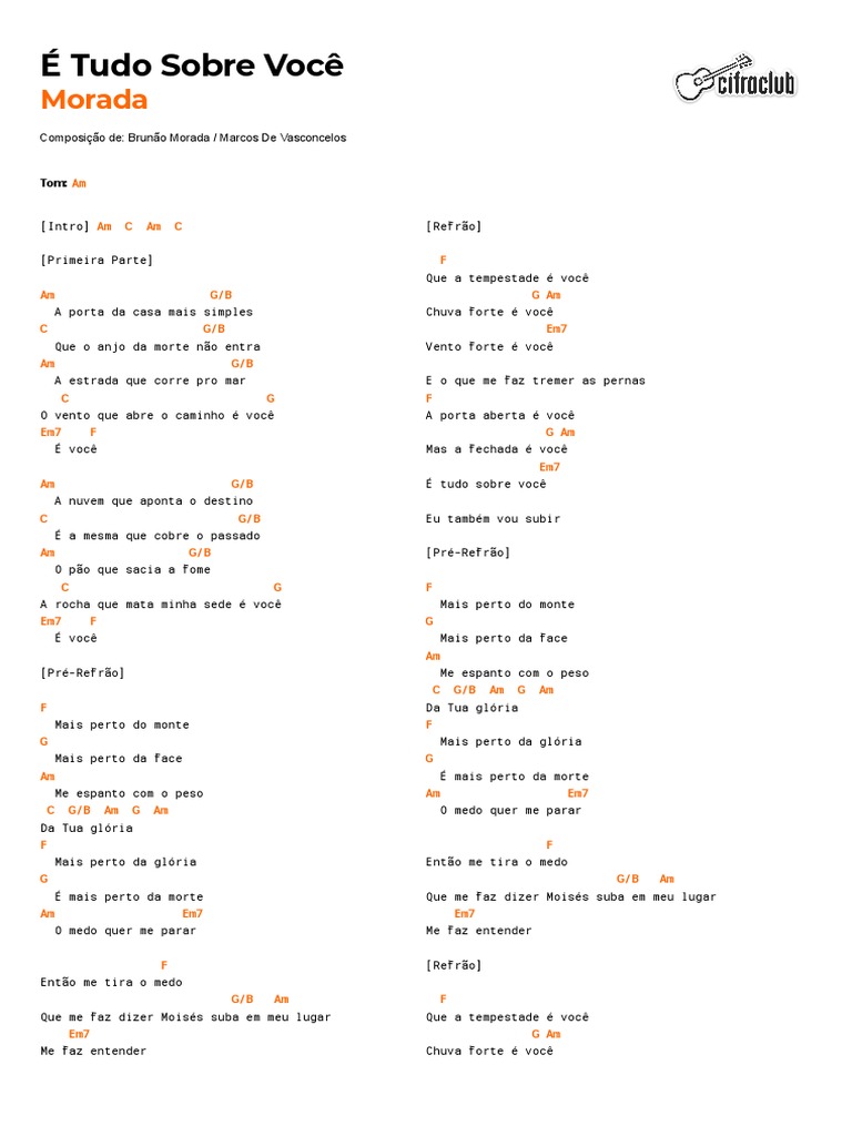 Cifra Club - Morada - É Tudo Sobre Você | PDF