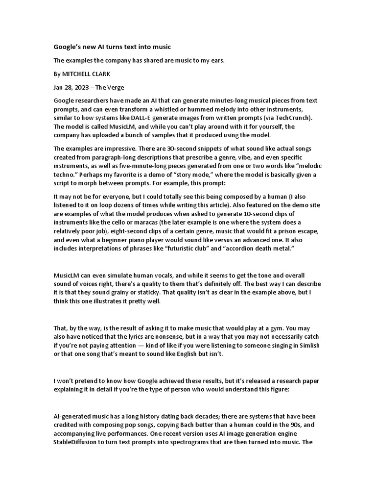 Google Turn Text Into Music | PDF