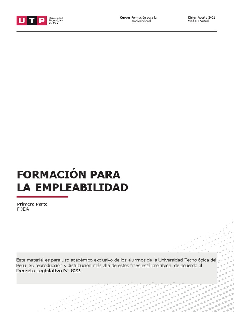 Semana 06 - Lectura - Análisis Foda Empleabilidad | PDF