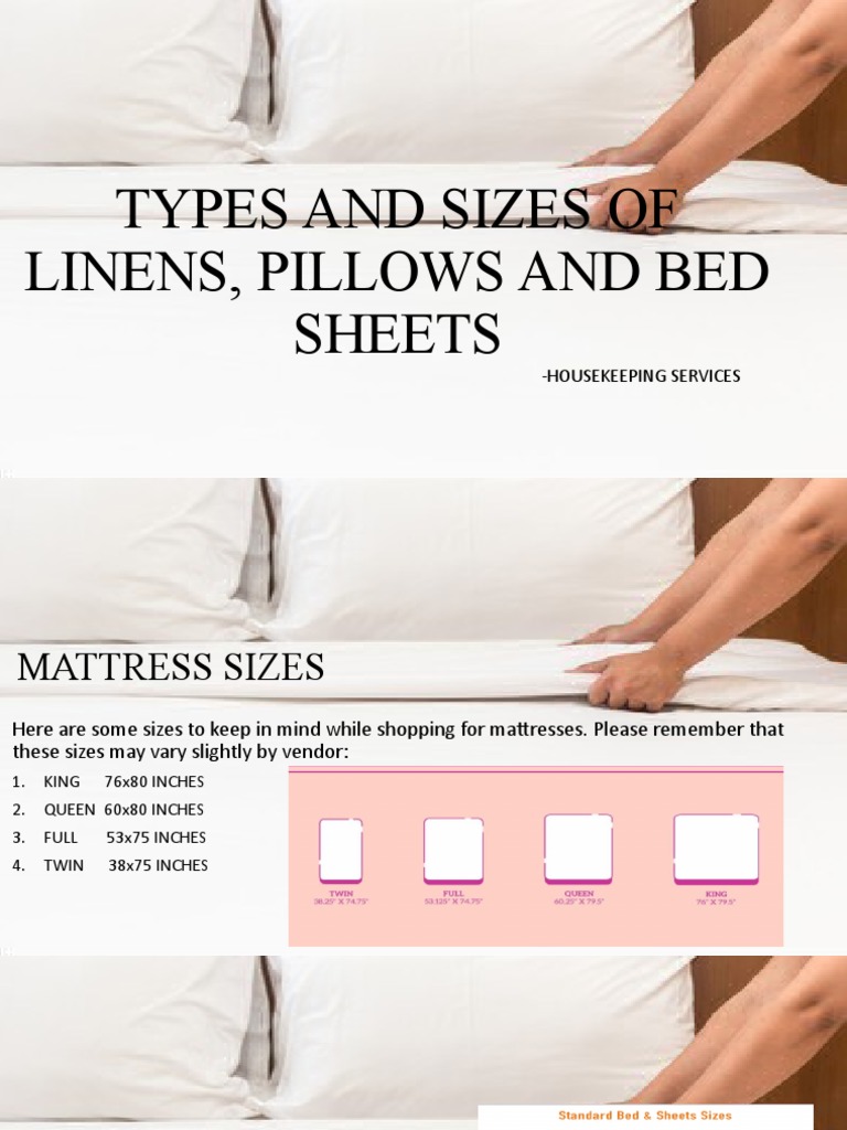 Types and Sizes of Linens, Pillows and | PDF