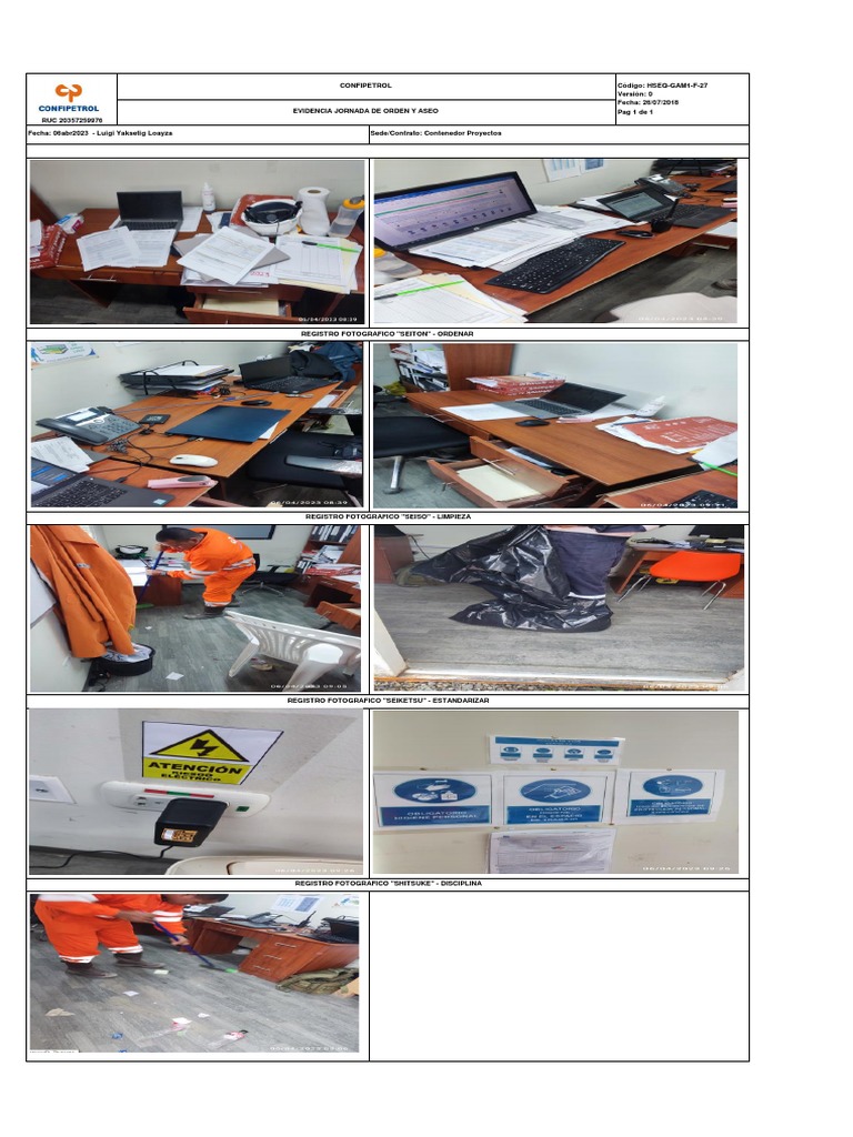HSEQ-GAM1-F-27 EVIDENCIA JORNADA DE ORDEN Y ASEO V0 - Luigi Yaksetig | PDF HSEQ-GAM1-F-27 EVIDENCIA JORNADA DE ORDEN Y ASEO V0 - Luigi Yaksetig | PDF