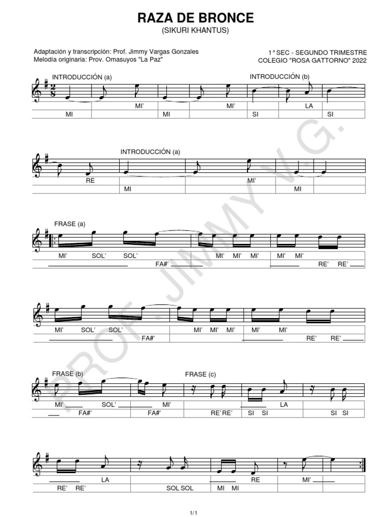 RAZA DE BRONCE - Partitura | PDF