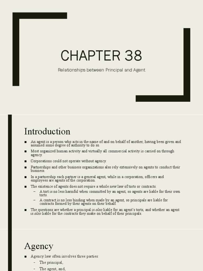Principal-Agent Relationship Overview | PDF | Law Of Agency | Workers ...