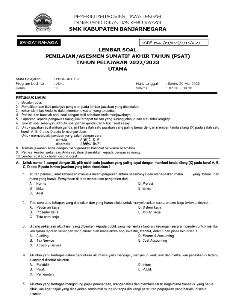 Soal Psat X Fiks | PDF