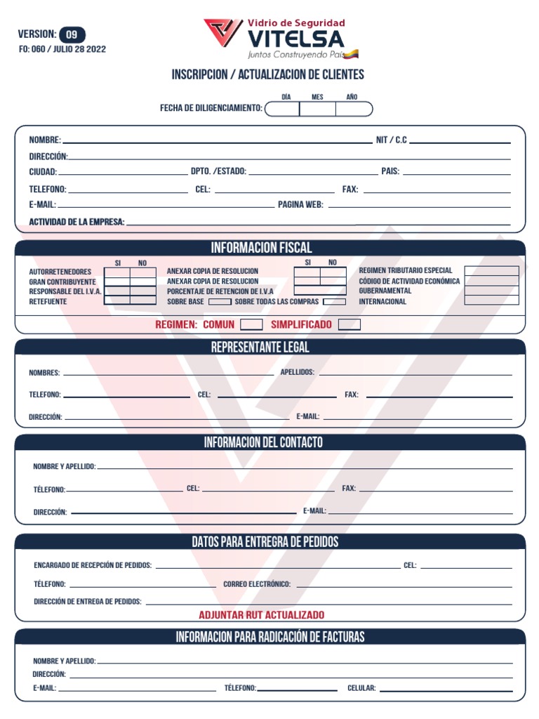 Formato Creación Cliente Vitelsa en Carta | PDF | Economias