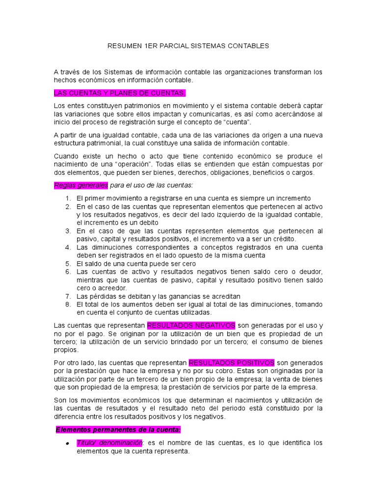 Resumen Primer Parcial Sistemas Contable | PDF | Contabilidad | Cheque