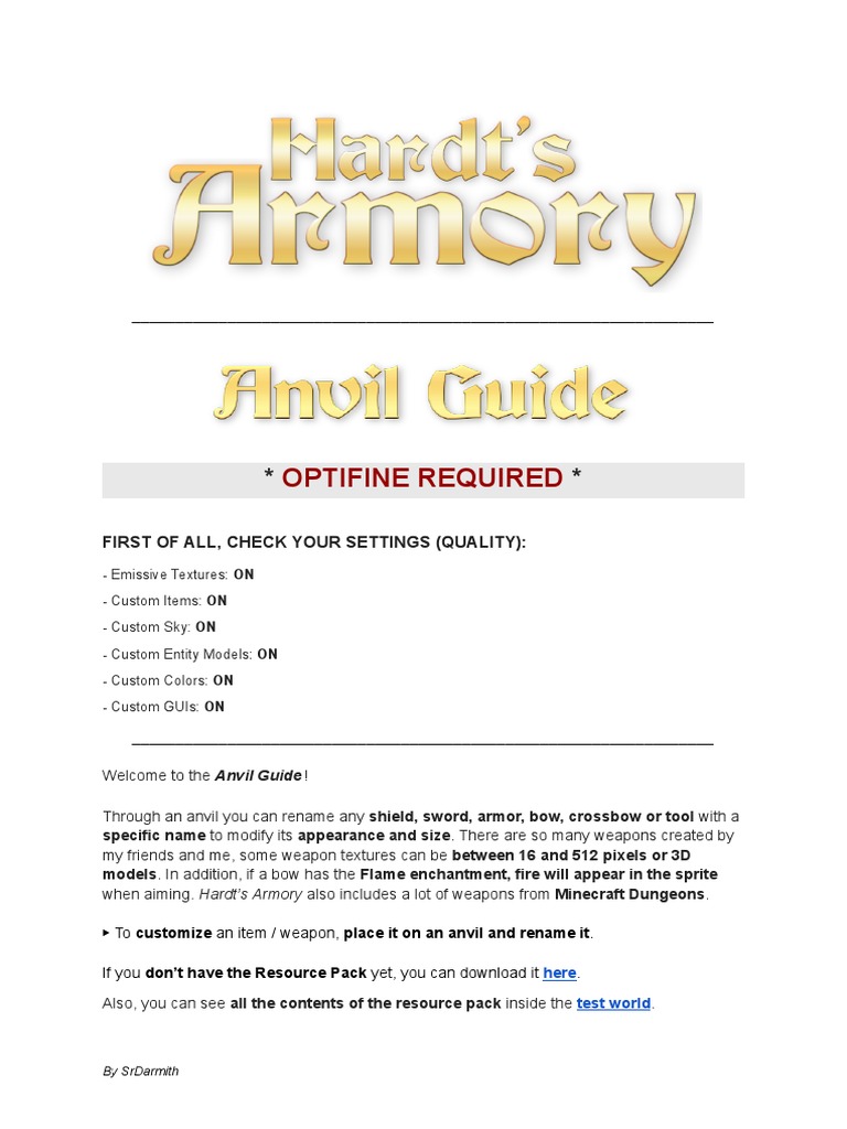 Hardts Armory - Anvil Guide v1.8 | PDF