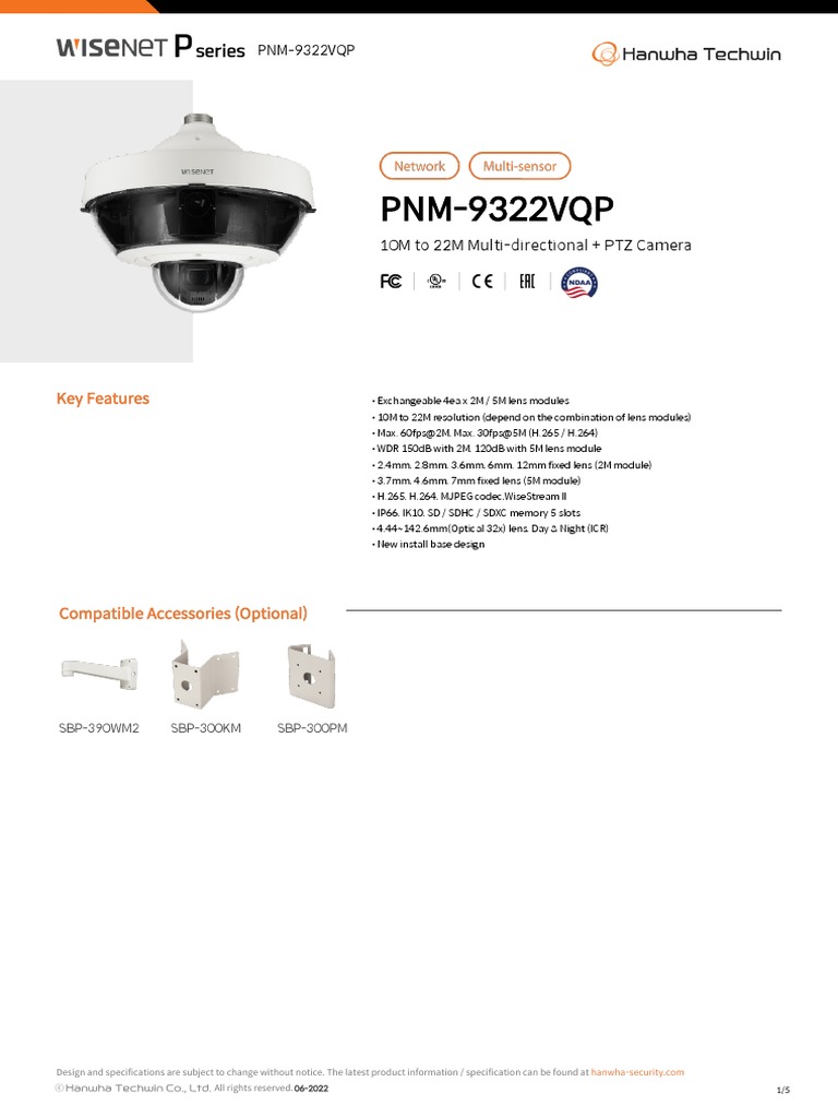 Multi-Directional PTZ Camera Specs | PDF | Zoom Lens | Camera Lens