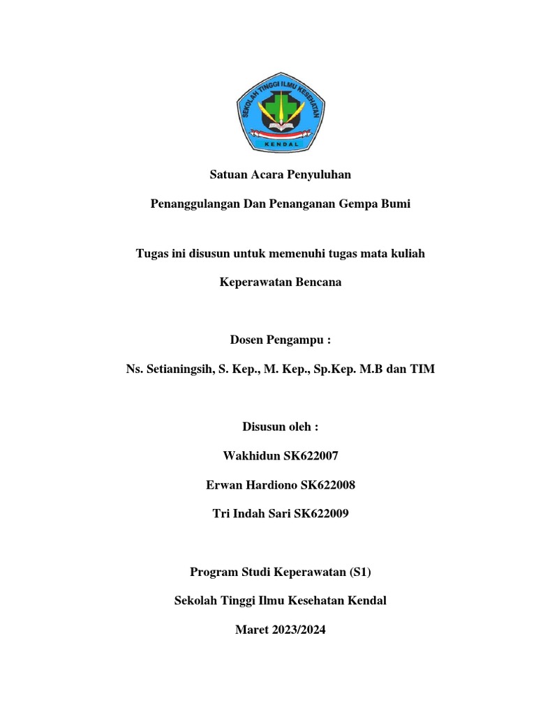 Penyuluhan Penanganan Gempa Bumi RS QIM | PDF