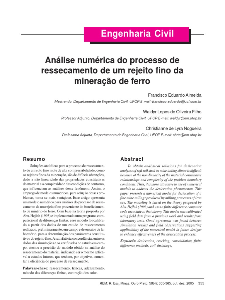 Almeida (2005) - Análise Numérica Do Processo de Ressecamento de Um ...