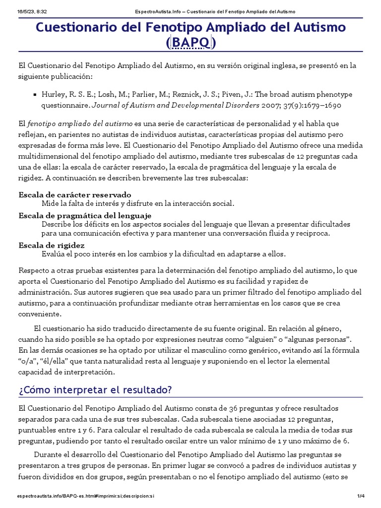 EspectroAutista.Info – Cuestionario del Fenotipo Ampliado del Autismo | PDF | Espectro autista ...
