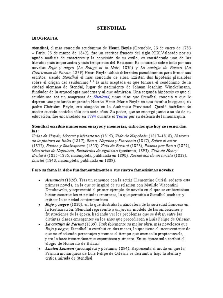 Stendhal | PDF | Literatura francés | Novelas