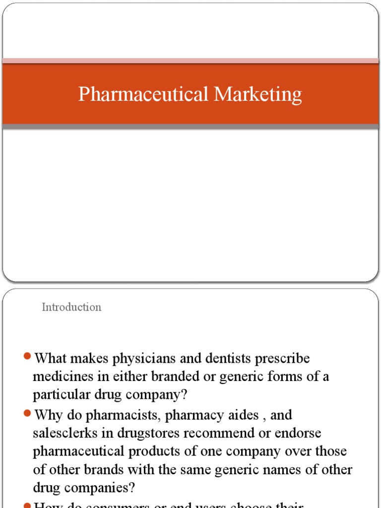 Pharmaceutical Marketing | PDF | Pharmacy | Generic Drug
