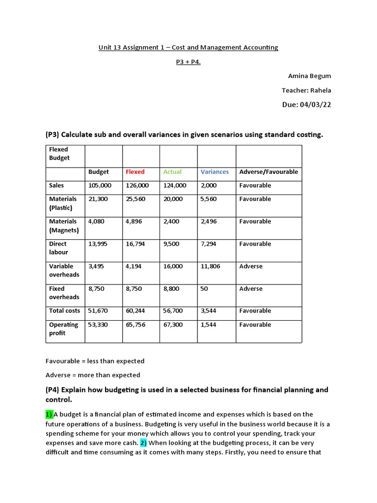 Unit 13 Assignment 1, p3 + p4 - Amina | PDF
