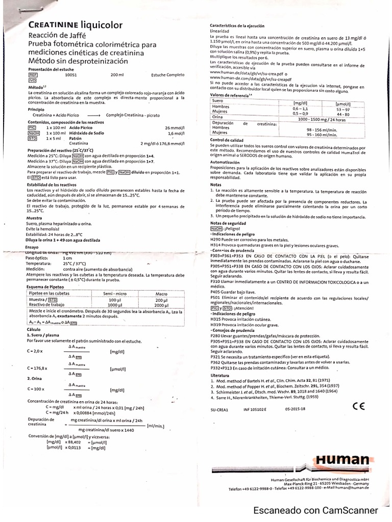 Inserto Creatinina | PDF