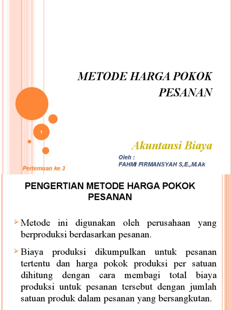 Bab 2 Metode Harga Pokok Pesanan | PDF