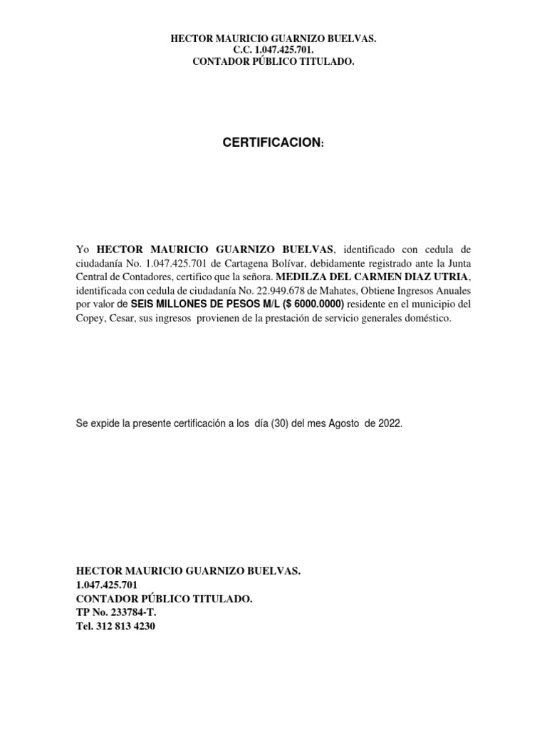 Certificado Seño | PDF