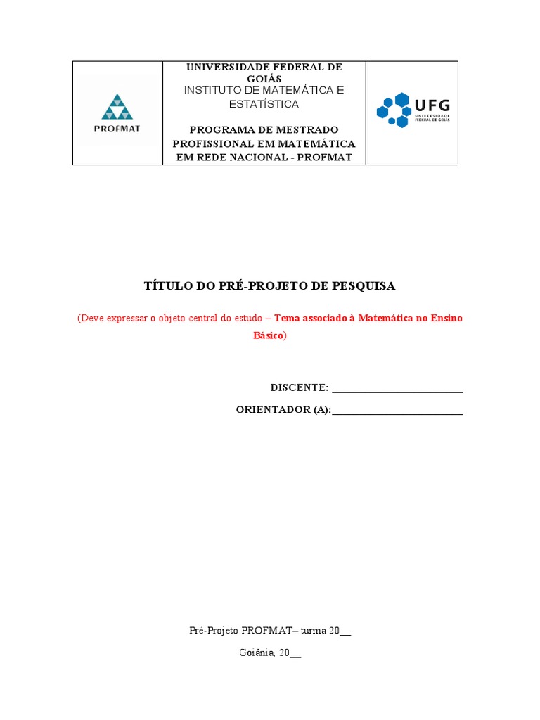 Pré-Projeto Modelo | PDF | Matemática | Teoria